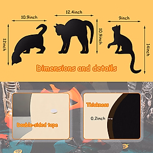 Jetec 3-Piece Black Wooden Cat Silhouette Hanging Signs for Halloween, Scary Family Home Party Door Decorations