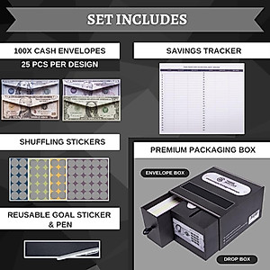 100 Envelopes Money Saving Challenge - Save 5050 Dollars In 100 Days Premium Kit, 100 Cash Envelopes & Organizer Box Set, Trendy Tiktok & Youtube 5050 Bucks Savings Challenge, Fun Gift Ideas