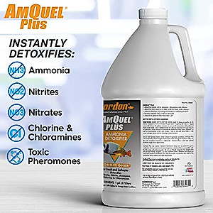 Kordon Amquel Plus Aquarium Water Conditioner - Instantly Detoxifies Ammonia, Nitrite, Nitrate, and Chlorine Remover for Freshwater & Saltwater Aquariums, 1 Gallon