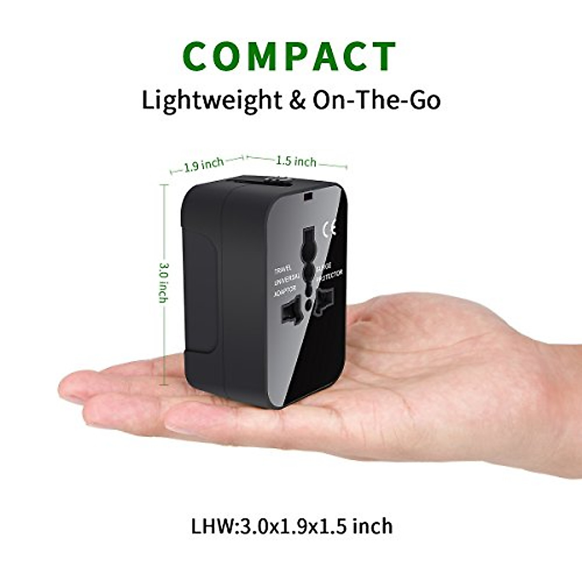 Travel Adapter, Universal All in One Worldwide Travel Adapter Power Converters Wall Charger AC Power Plug Adapter with Dual USB Charging Ports for USA EU UK AUS