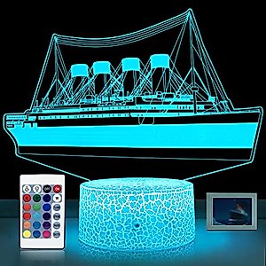 YAOMYLT Titanic Night Light for Kids Led Lights for Bedroom with Remote & Touch Control 16 Colors Changing Bedside Decor Ship Model Lamp as Girls& Boys Gifts Ideas
