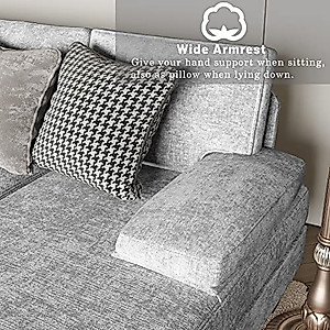 YESHOMY Convertible Sectional U-Shaped Couch with Soft Modern Cotton Chenille Fabric for Living Room, 4 Seats Oversized Sofas with Comfortable Backrest, Gray