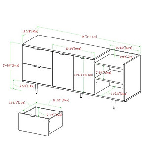 Walker Edison Modern Wood TV Stand with Cabinet Doors and Drawers for TV's up to 65" Flat Screen Universal TV Console Living Room Storage Shelves Entertainment Center, 58 Inch, Dark Walnut