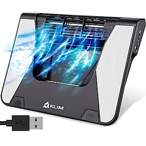KLIM Airflow Laptop Cooling Pad - New 2023 - Powerful Cross Flow Turbines 2500 RPM Laptop Cooler - Ventilador para Laptop - Compatible up to 17" - 5 Year-Warranty - PC Mac Gaming PS5 PS4 Xbox One