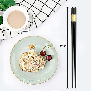 YTLX 10 Pairs Non-Slip Fiberglass Chopsticks, Reusable Chopsticks Gift Set Dishwasher Safe, Easy to Use and Clean, Square Lightweight for Home Kitchen, Hotel, Restaurant Dining Tools, Black and Gold