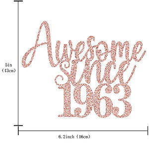 Klionjor 61st Awesome since 1963 Cake Topper Cheers to 61 Years Birthday Cake Pick 61 Fabulous Cake Decoration for Happy 61st Birthday Anniversary Party Cake Decorations Supplies(1963, Rose gold)