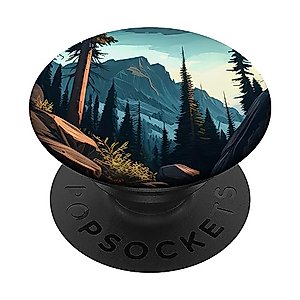 Mountain Wilderness Outdoor Pine Tree Hiking Earthy Forest PopSockets Standard PopGrip
