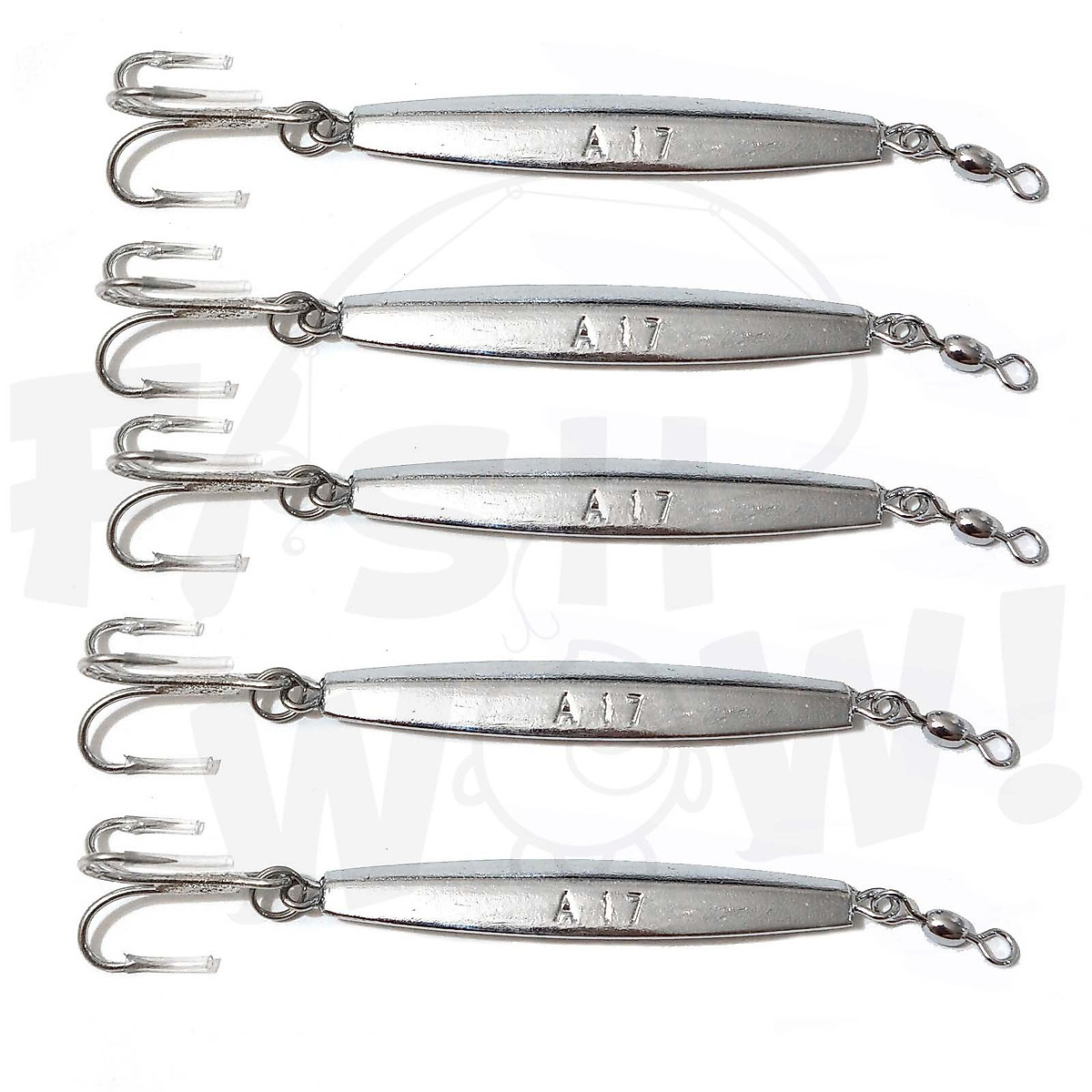5pcs Fish WOW!® 2oz Diamond Jig Chrome jigs with a Treble Hook