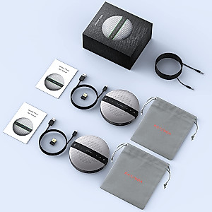 2 in 1 Daisy-Chain Conference Speaker for 12 Attendees, Each Bluetooth Speakerphone with 6 Mics, USB/Dongle/Bluetooth Connection, Compatible with Conferencing Apps for Home Office