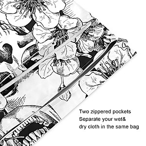 xigua 2 Pack Wet Dry Bags for Cloth Diaper Waterproof Swimsuits Bag with Handle Wristlet for Travel Beach Pouch, Abstract Skull Black White
