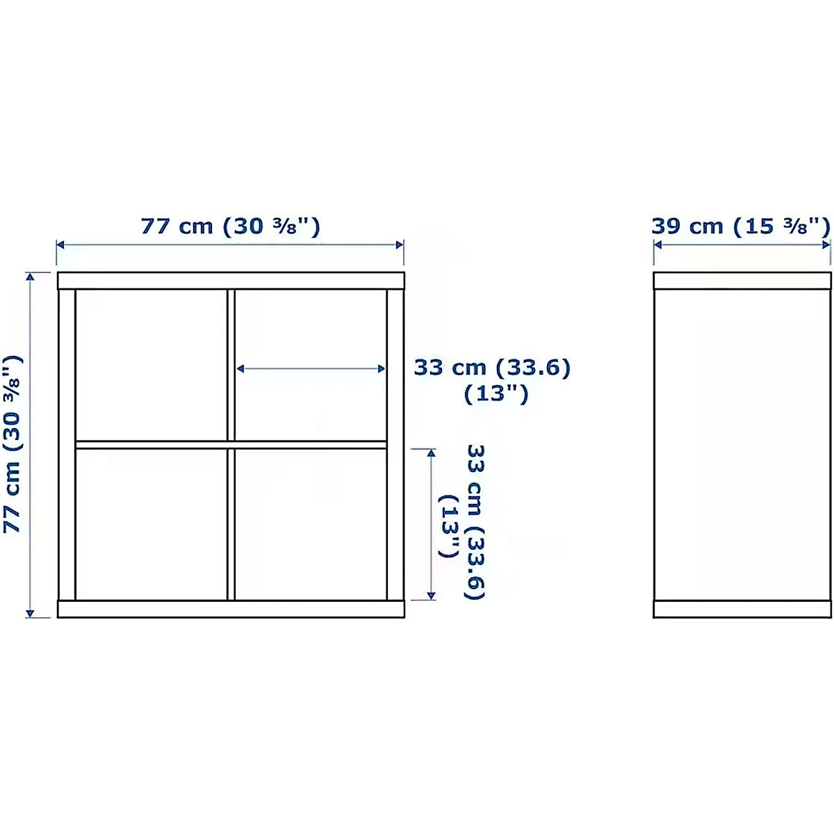 HSD Kallax 4 Shelving Unit Bookcase Larger Storage Solution Perfect For Baskets Or Boxes, White, Size 77 x 77 CM