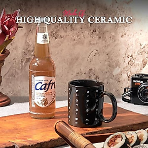 BICETTO Kpop Merch - Korean Alphabet, Korean Gifts, Kdrama Merch, Korean Drama Gifts, Korean Gifts, BTS Cup, BTS Mug, K Drama, 12oz, Stylish, Durable, Microwave Safe, Premium Quality (Carbon Black)