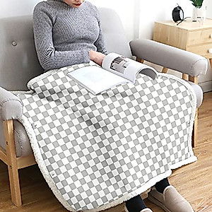 Wearable Blanket Adult with Buttons Plaid Throw Blanket Super Soft Plush Fleece Office Blanket for Women Work Lap Blanket (grey, 150 * 120cm)
