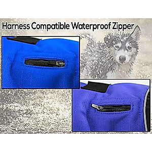 Derby Originals Ruff Pup 1200D Ripstop Waterproof Reflective Winter Dog Coat with Neck Cover and Harness Compatible Opening 220G - 17