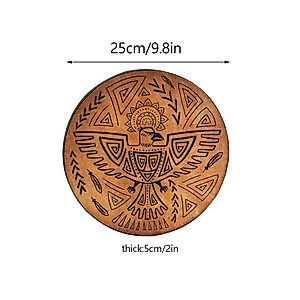 Firlar Shaman Drum, 10 Inch Shaman Bird Pattern Handmade Shaman Drum With Drum Stick, Spiritual Instrument, Exquisite Look, Siberian Drum Spirit Music Symbol, Sound Healer Shaman Drum Brown