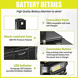 VANON Replacement for Ryobi 18V Battery 3.6Ah Lithium ion 18 Volt Batteries Replacement for Ryobi 18V Cordless Tools P102 P107 P105 P104 P103 P108 2Pack.