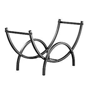 DOEWORKS Curved Heavy Duty Indoor/Outdoor Firewood Racks 40 Inches Log Rack Half Round for Wood Storage, Black