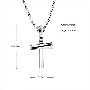 Yinplsmemory Cross Urn Necklace for Ashes Baseball with Bat Religious Urn Keepsake Necklace Stainless Steel Bat Cross Urn Locket for Ashes Holder (PH 4:13)