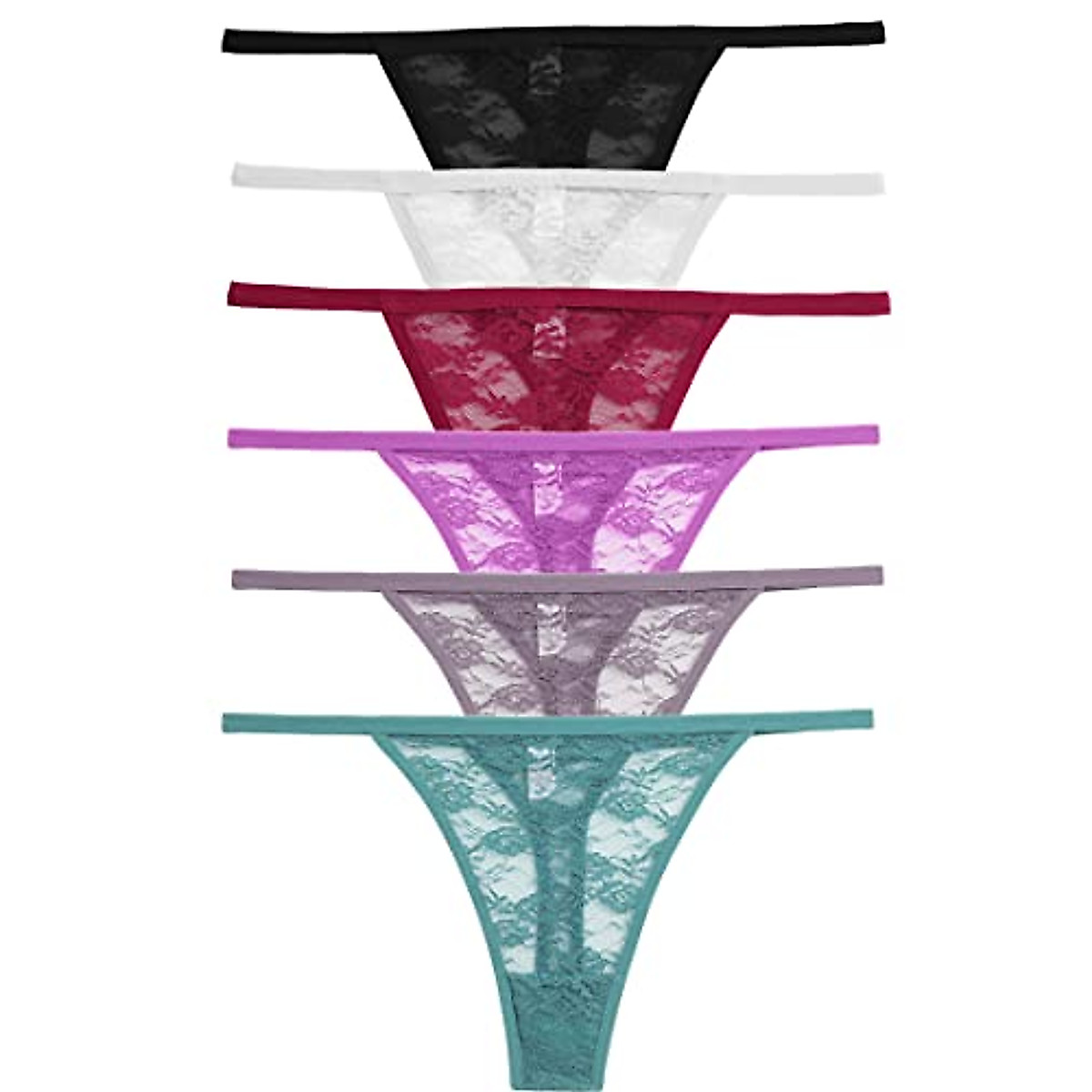 Knowyou 10/6 Pack G-String Thongs for Women Sexy Lace Low Rise Underwear for Ladies No Show T-back Tanga Panties