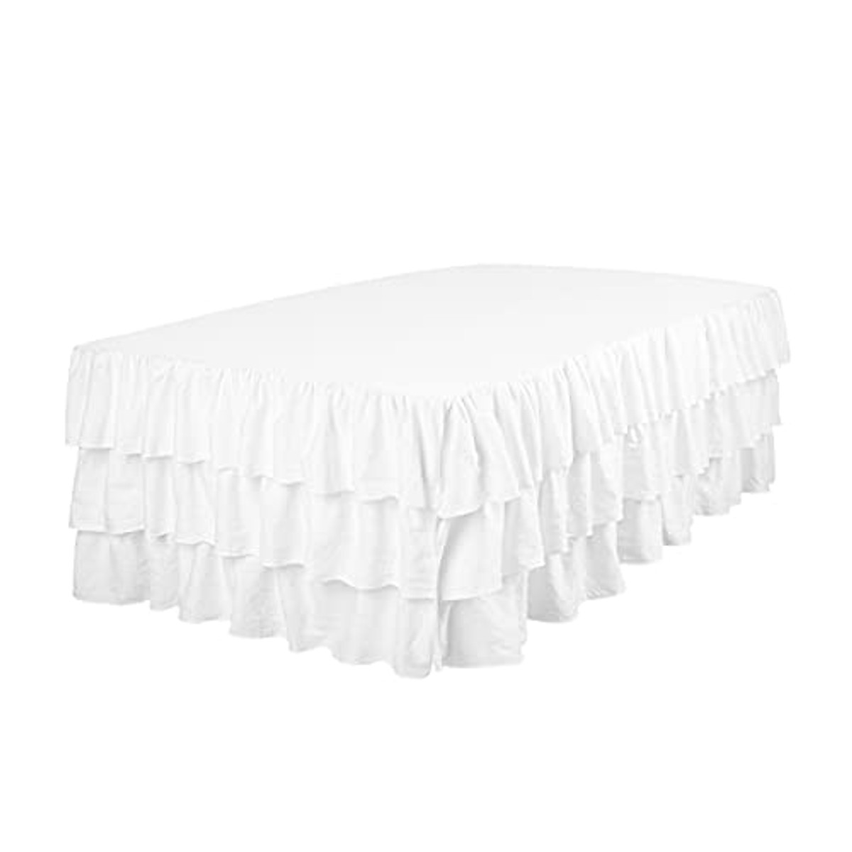 3 Tiered Ruffled Crib Skirt Baby Girl Nursery Bedding Dust Ruffle (3 Tiered White)…