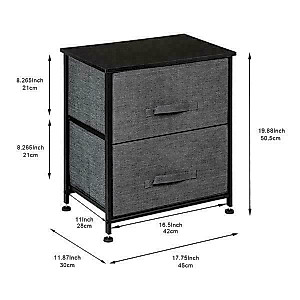 Nightstand Bedside Table Drawer Cabinet 2Tier Fabric Cabinet Bedside Table Storage Unit Metal Frame Organizer Chest Rack Drawer Storage Dresser Easy To Assemble With A Simple Structure Storage Tower D
