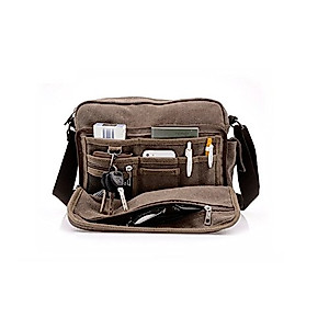 SCL Men's Classic Messenger Canvas Bags Cross Body Satchel Bag Shoulder Bag (Brown)