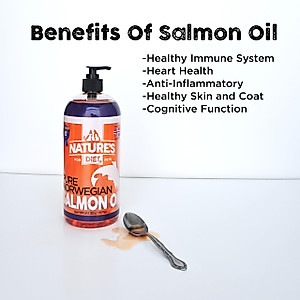 Nature's Diet Pet 32 oz Norwegian Salmon Oil Dogs & Cats - Natural Support for Joint Function Immune Heart Health Appetite Skin & Coat Omega 3 6 9 Liquid Food Topper EPA DHA Fatty Acids