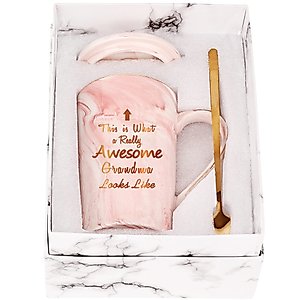 SHENDONG This Is What a Really Awesome Grandma Mug Gift for Grandma Grandma Gift for Mothers Day from Granddaughter Grandson Awesome Grandma Mug Birthday Gift for Grandma 14 Ounce Gift Box Pink