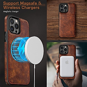 LOHASIC for iPhone 14 Pro Max Wallet Case, Premium Leather Detachable Wallet 5 Card Holder Kickstand Magnetic Protective Cover Compatible with MagSafe Phone Cases for iPhone 14 Pro Max 6.7" - Brown