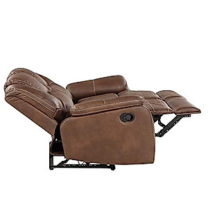 Steve Silver Katrine Brown Faux Leather Manual Reclining Loveseat