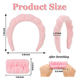 Casoty Headband and Wristband Set, 3 Pcs Terry Cloth, Skin Care Headbands, Hair Band Spa Headband and Wristband Set, Makeup Headband for Face Washing Shower Yoga