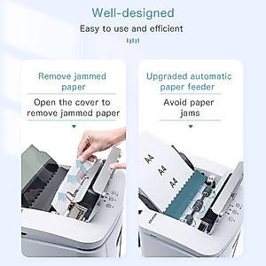 iOCHOW Auto Feed Paper Shredder: 150-Sheet Micro Cut Security Level P-4 Shreds Document & Credit Card Quiet Commercial Heavy Duty Shredder Continuous Running Time 30 Mins with 6.6 Gallon Pull-Out Bin