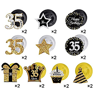 35th Birthday Party Swirls Decorations Birthday Hanging Swirls Ceiling Glitter Celebration 35th Hanging Swirls Cards Cutouts Decorations Ornaments for Men Women 35 Years Old Party Supplies, 30CT