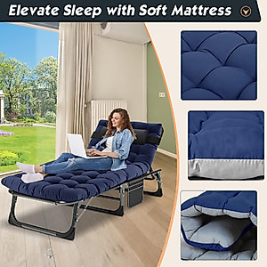 MOPHOTO Folding Chaise Lounge Chair 5-Position, Folding Cot, Heavy Duty Patio Chaise Lounges for Outside, Poolside, Beach, Lawn, Camping (Lounge Cot, Breezy Oceanic)