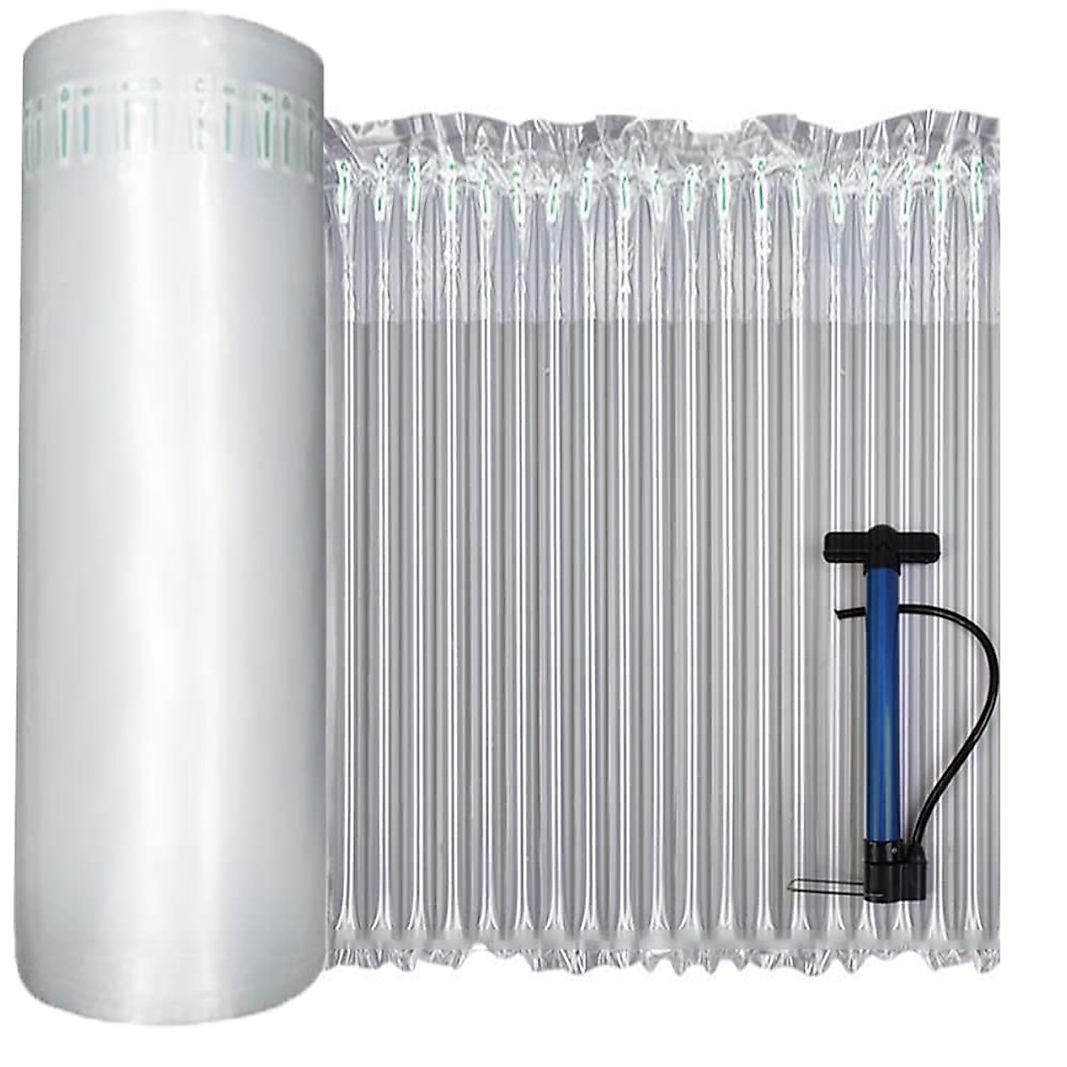 Bubble Cushioning Wrap Roll, 19.7 inch x144 Feet, Inflatable Air Pillow Column Wrap for heavy duty Packing and Moving, Large Bubble Wine Bottle Protector Breakable Shipping Supplies with Free Pump