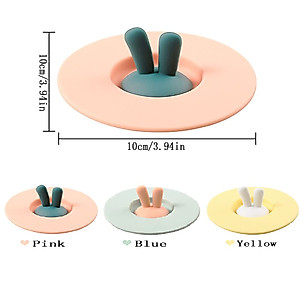 PIVHWIR Silicone Cup Lids Set of 3, Food Grade Rabbit Ear Silicone Cup Covers Anti-dust Airtight Seal for Mugs, Tea Cups, Hot Cup Lids, Coffee Cup
