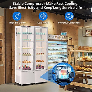 Euker Commercial Display Refrigerator - 10.52 Cu.Ft, Floor Mounted With Wheels, Single Door, Bright Led Lighting, White/Black