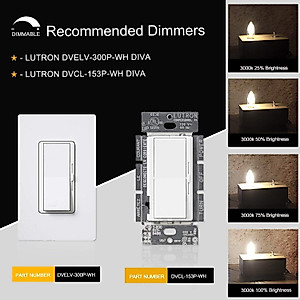 CRLight 8W Smooth Dimmable LED Candelabra Bulb, 3000K Soft White 800 LM 80W Incandescent Equivalent, E12 LED Filament Candle Bulbs, Large Size B11 Clear Torpedo Shape, 6 Pack