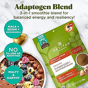Navitas Organics Superfood+ Adaptogen Blend for Stress Support (Maca + Reishi + Ashwagandha), 6.3oz bag, 30 Servings — Organic, Non-GMO, Vegan, Gluten-Free, Keto & Paleo.