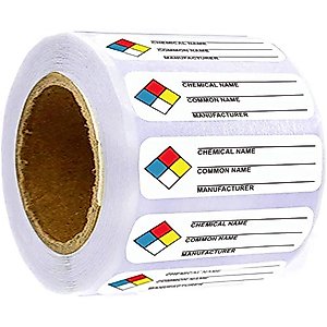 SDS Stickers/MSDS Stickers for Chemical Safty Data 1 X 3 Inches - Chemical Identifying and Labeling Sticker Decals - 250 HIMG Write-in Labels