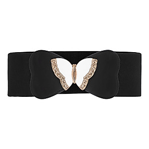 BlackButterfly 3 Inch Elastic Butterfly Waist Belt (Black, US 10-12)