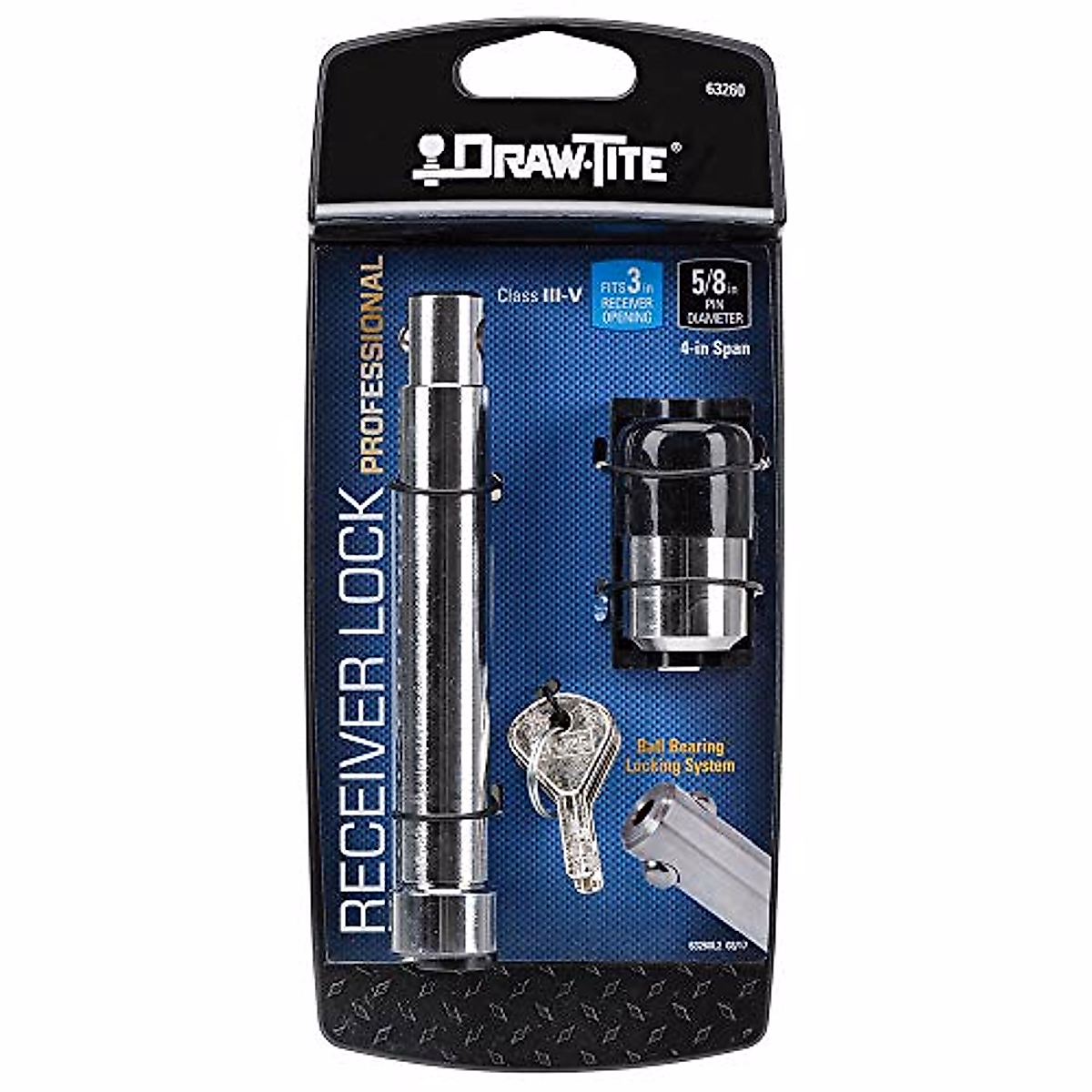 Draw-Tite 63260 5/8" Receiver Lock with Sleeve for 3" Square Receivers
