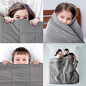 AsFrost Weighted Blankets for Kids and Adults, 60''x80'' 15lbs, 100% Breatehable Cotton with Premium Glass Beads of Heavy Blanket, Can be Used in All Seasons, Dark Grey