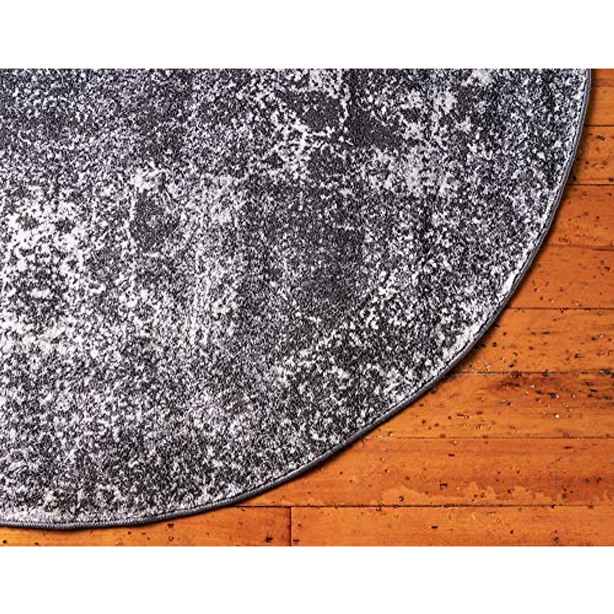 Rugs.com Dover Collection Rug – 5 Ft Round Dark Gray Low-Pile Rug Perfect for Kitchens, Dining Rooms