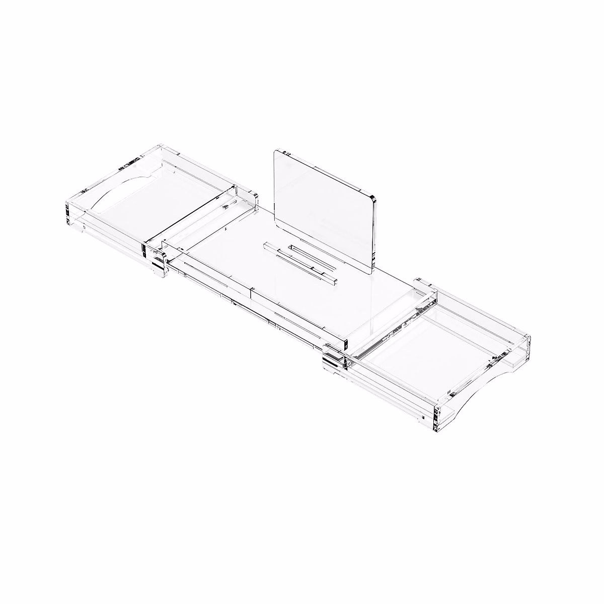 WINFFOR Acrylic Bathtub Tray Expandable Bath Tub Caddy, 32'' Bath Tray for Bathtub Adjustable Caddy Tray with Extending Sides (Clear)
