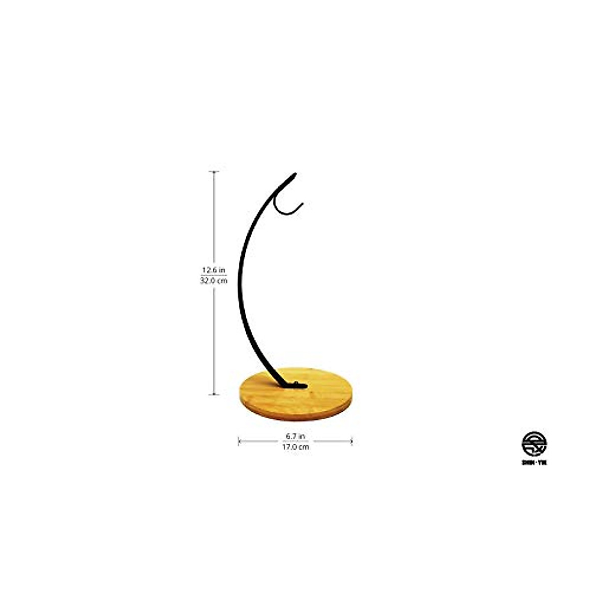 Banana Hanger for Kitchen Countertop, Black Banana Holder Stand, Bamboo Banana Hook, Headphone Hook, Kitcken Organizer- ShinYik Japanese Zakka Style with Bamboo Wood and Rust Resistance Black Iron