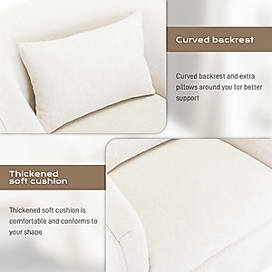 Nolohoo Swivel Accent Chair, Comfy Barrel Swivel Chairs with Skirt Padded Cushion, 360°Modern Upholstered Chenille Small Reading Armchair for Living Room Nursery Bedroom Lounge, Cream White