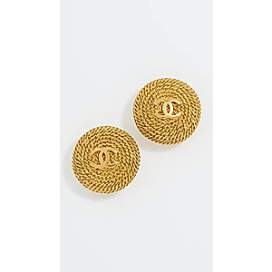 CHANEL Women's Pre-Loved Coiled Rope Texture Earrings, Gold, One Size