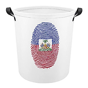 Haitian Finger Print Large Laundry Basket Hamper Bag Washing with Handles for College Dorm Portable