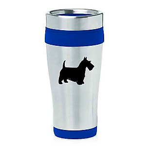 16oz Insulated Stainless Steel Travel Mug Coffee Mug Tumbler Scottie Scottish Terrier (Blue)